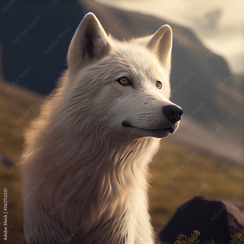 Arctic wolf (Canis lupus arctos), also known as the white wolf or polar ...