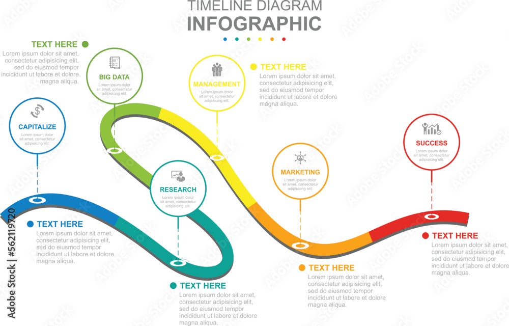 Infographic business template. Modern Timeline diagram with road ...