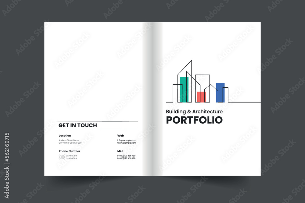 Portfolio cover layout template, architecture cover design Stock Vector ...