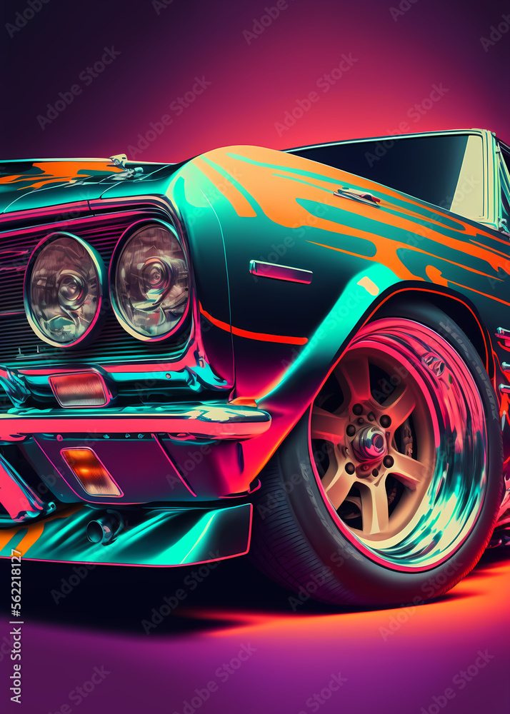 Zoomed-Front view of the beautiful JDM sports car, digital art style ...