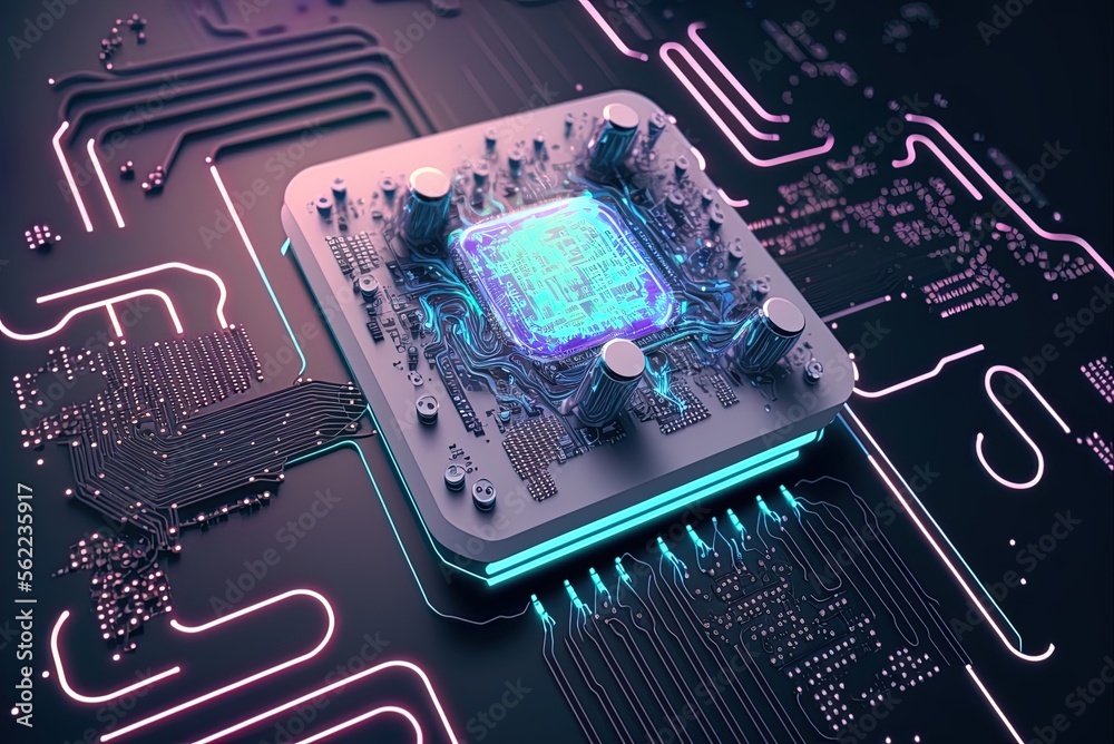 Music note on a microchip represents the concept of audio technology ...