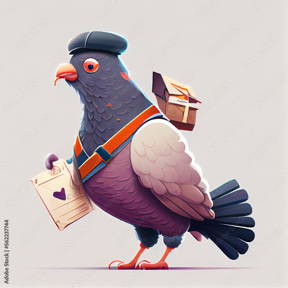 postage pigeon character delivery mail created with generative AI Stock ...