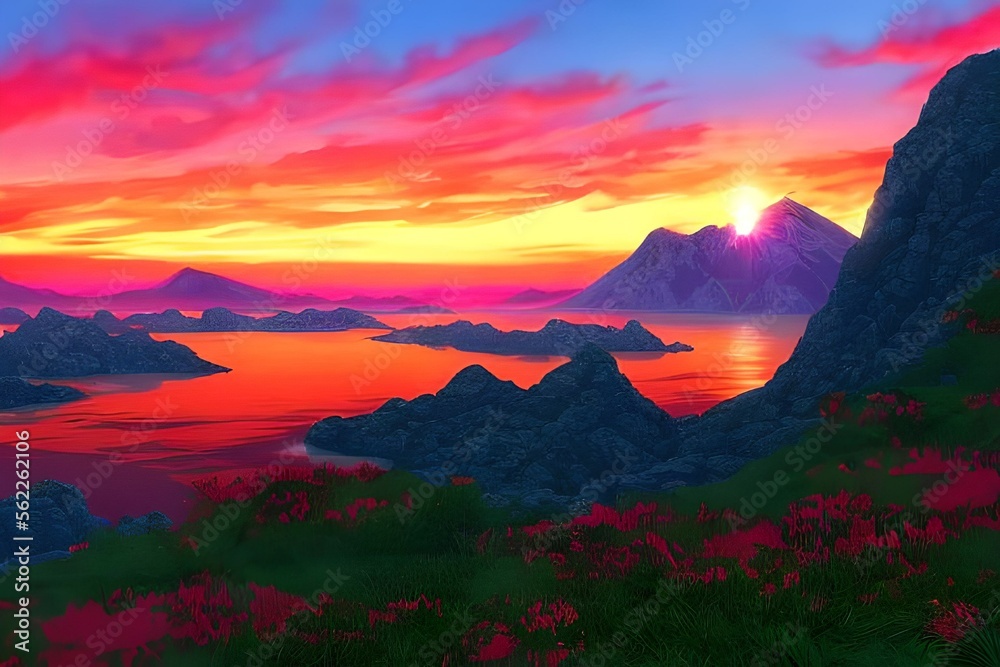Mystical Fantasy Anime Scenery, Sunsset Scenery, Anime Scene Background ...