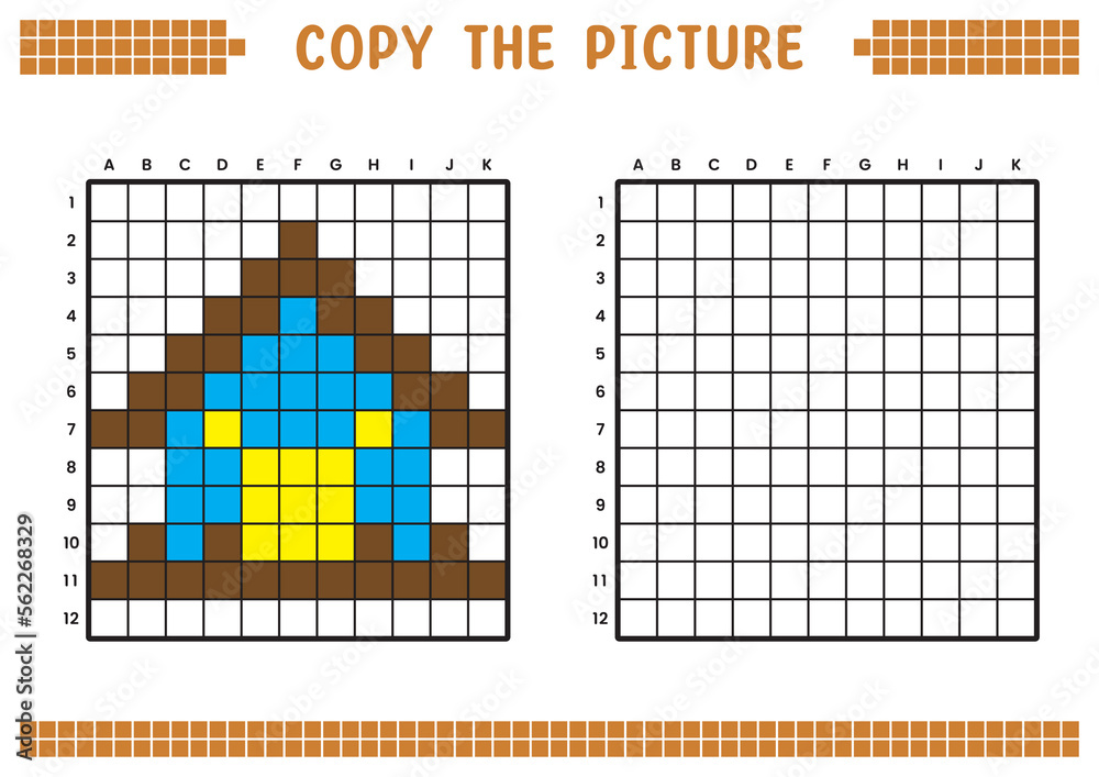 Copy the picture, complete the grid image. Educational worksheets ...