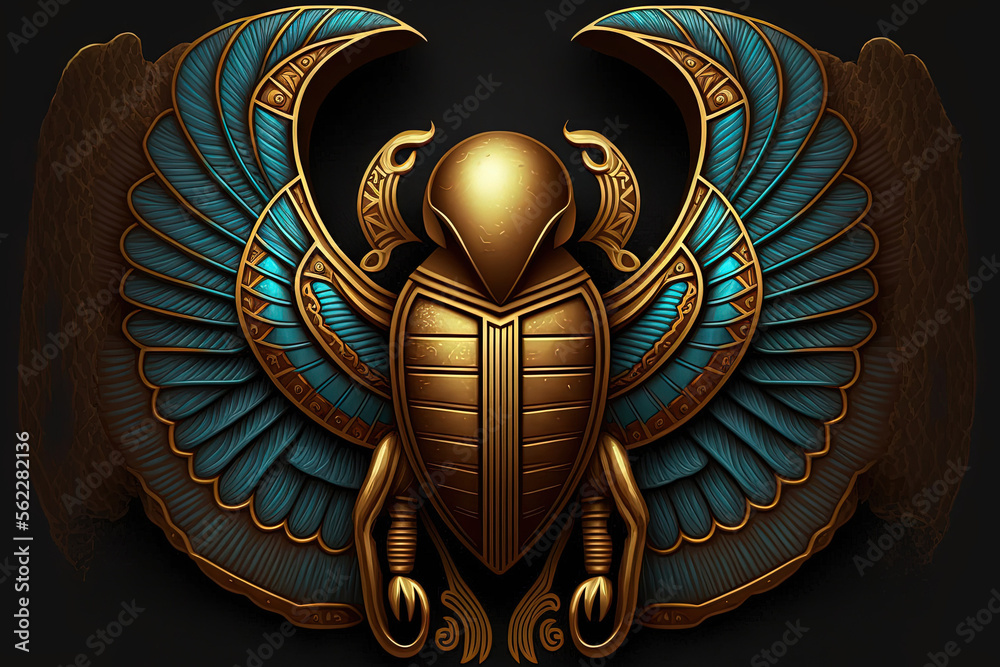 Egyptian scarab with wings representing the pharaoh. Generative AI ...