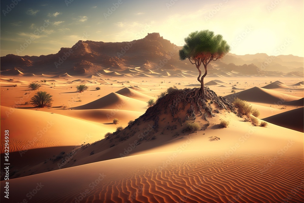 Hot and Dry Desert Landscape: A Beautiful Desert Scene Wallpaper with ...