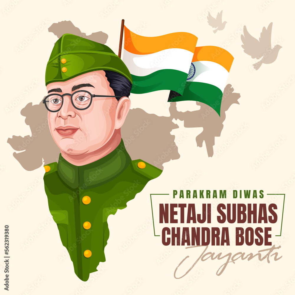 Typography of Netaji Subhas Chandra Bose Jayanti. Freedom Fighter and ...