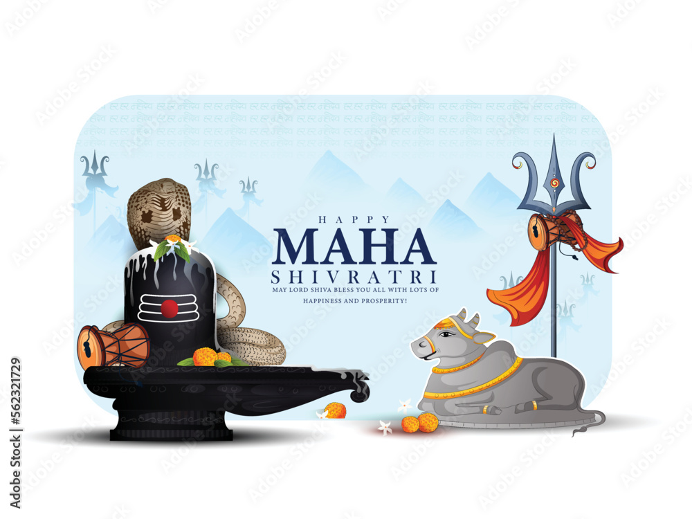 Maha Shivratri creative poster Illustration Of Lord Shiva and nandi For ...
