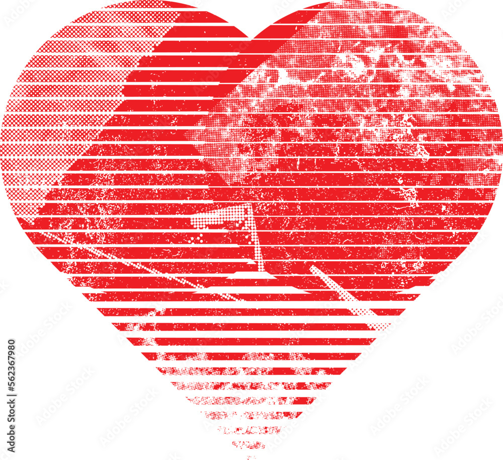 Glitch distorted heart shape . Minimal art design . Noise destroyed ...