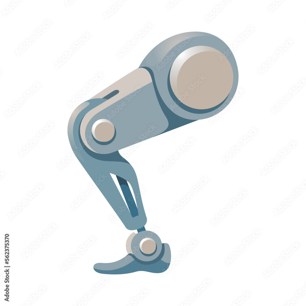 Mechanical leg vector icon emoji design. Isolated prosthetic foot label ...