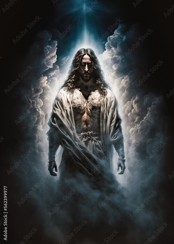 Jesus Christ ascending to Heaven. Ascension of Christ. Son of God our ...