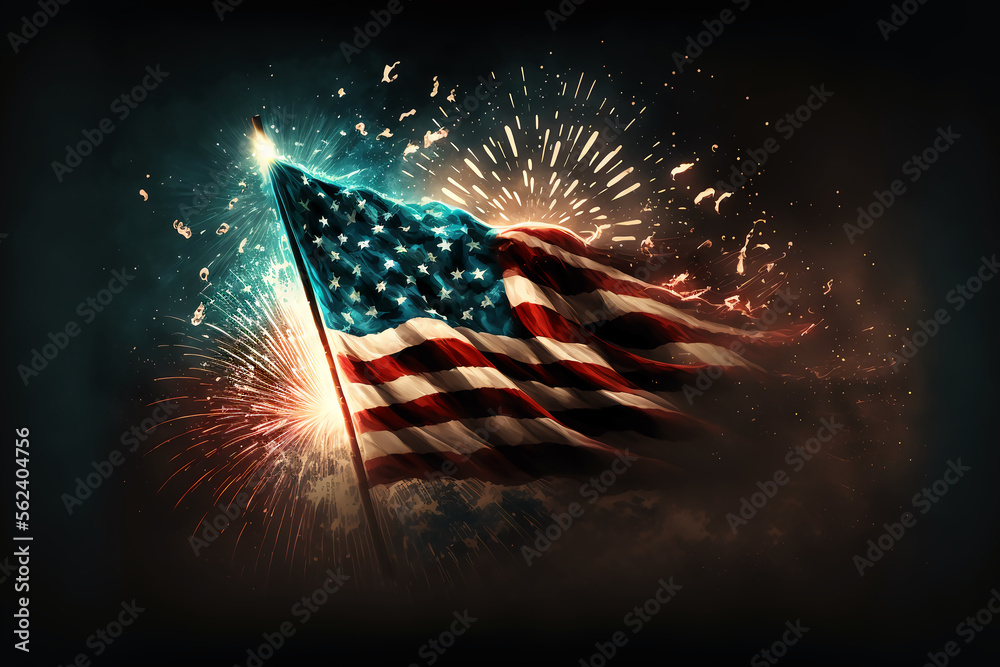 Happy 4th of July wallpaper with United States flag. Generative AI ...