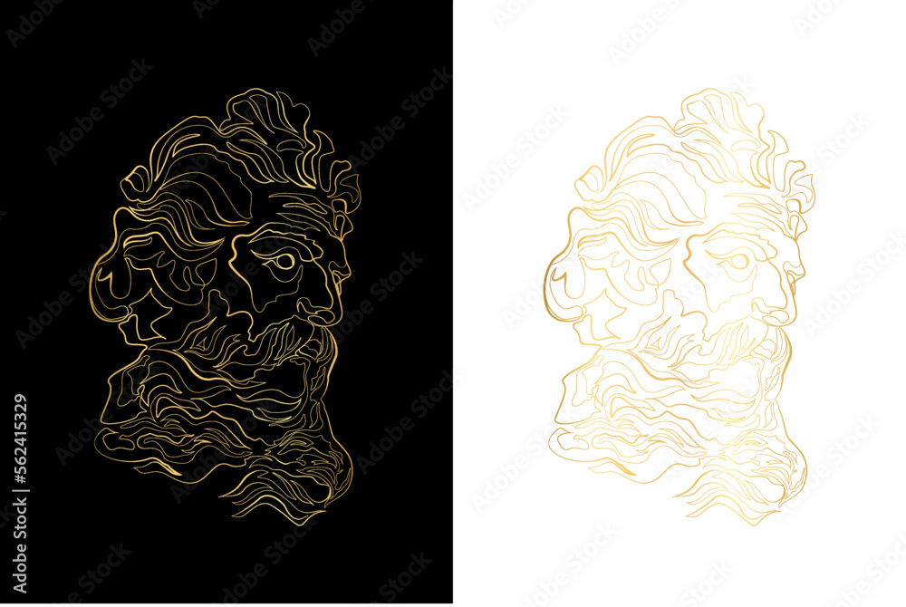 Zeus, God of thunder, sculpture, Printable One Line Drawing, One line ...