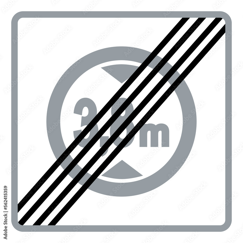 Traffic signs. Road signs. Instruction road signs. End of scope of a ...