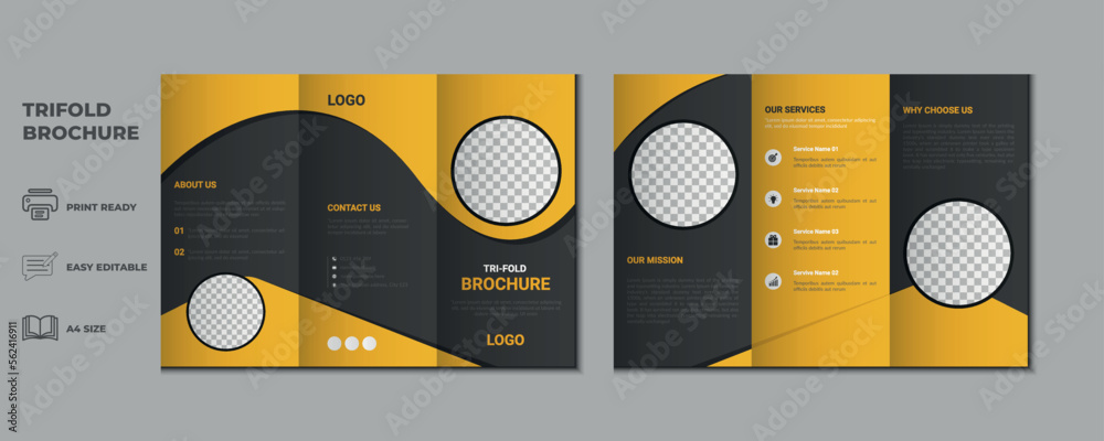 Vector de Stock trifold brochure proposal Leaflet Flyer annual report magazine cover page three ...