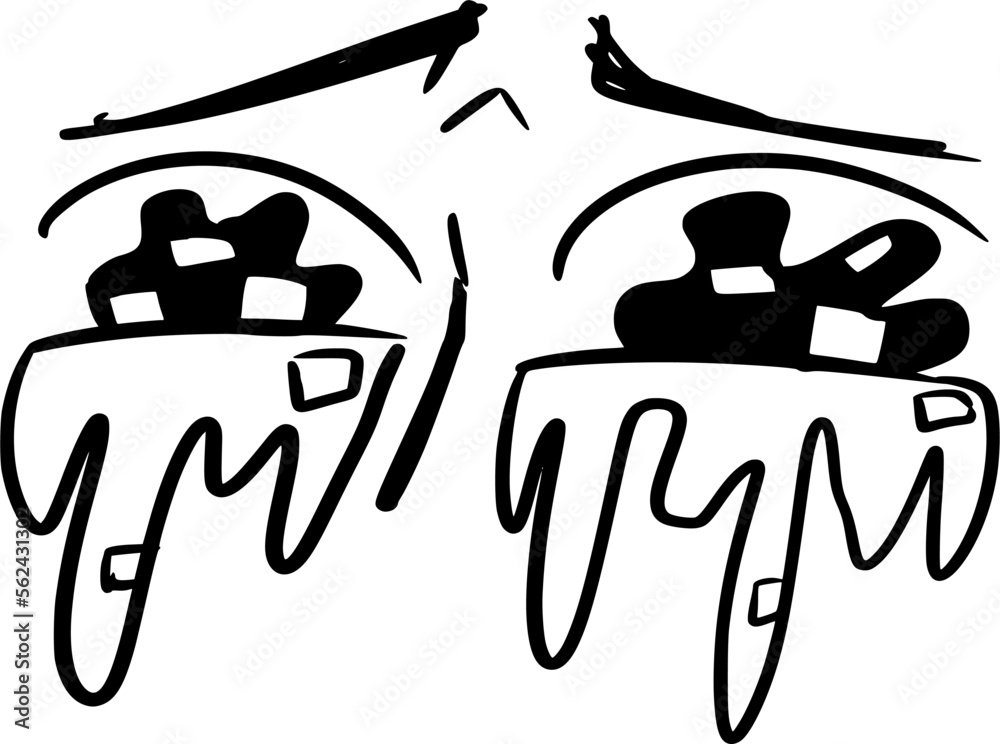 Vector drawing of eyes and bridge of nose. Depicts various emotions. It ...