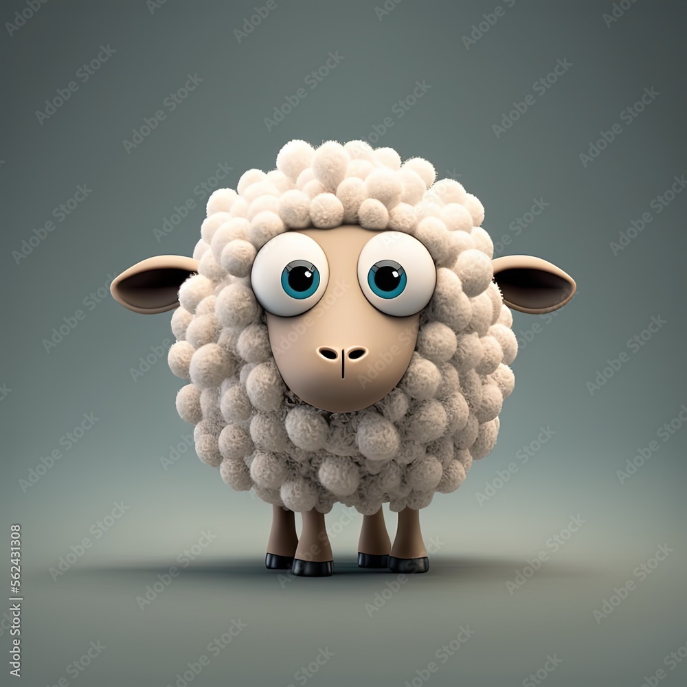 Cute Cartoon Sheep Character (Generative AI) Stock Illustration | Adobe ...