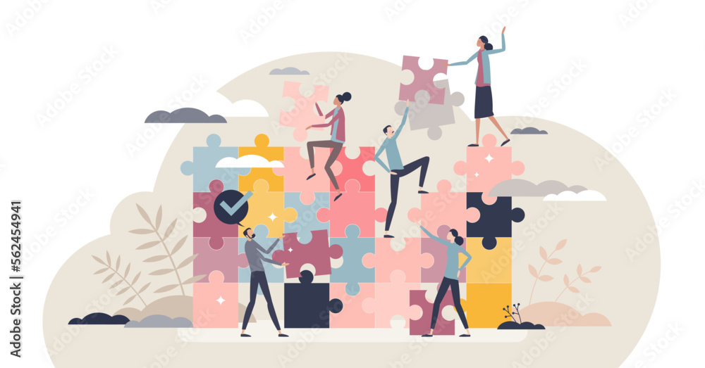 Employee engagement with successful partnership and motivation tiny ...