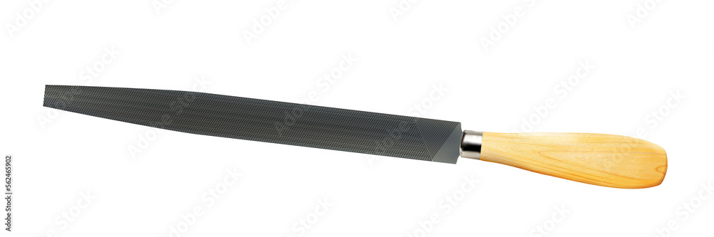 Modern steel realistic rasp file with wooden handle. Sharpener work ...