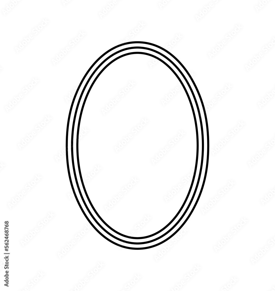 Vector isolated three lines vertical oval frame colorless black and ...