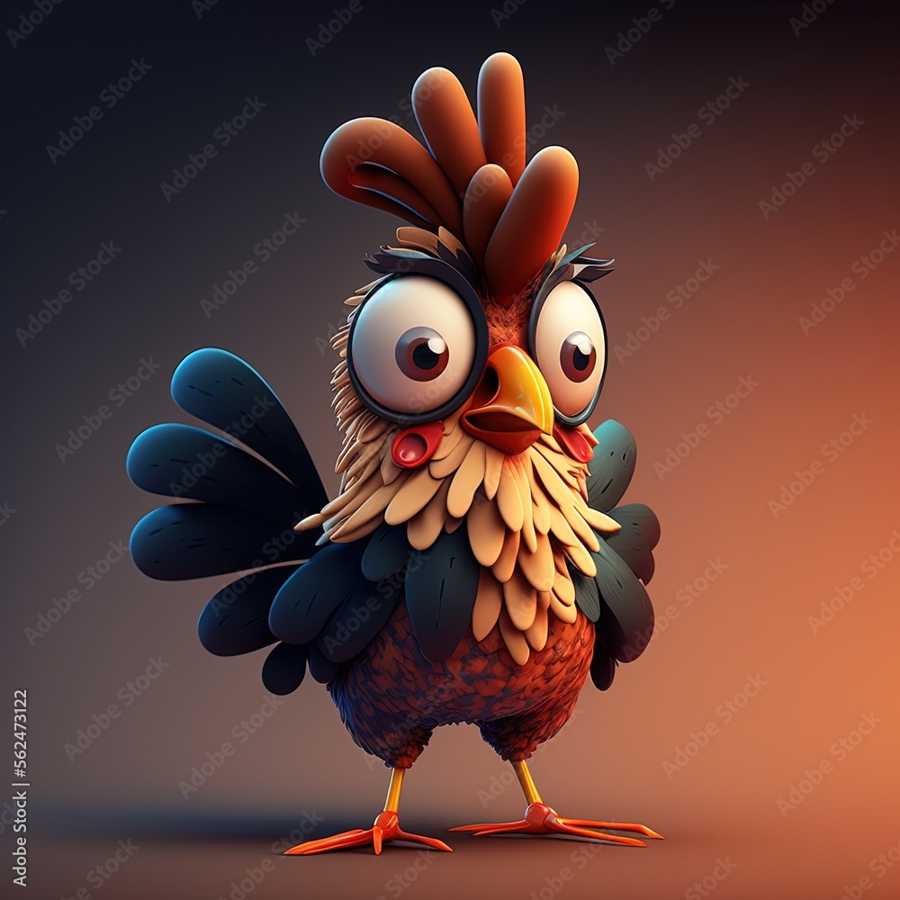 Cute Cartoon Rooster Character (Generative AI) Stock Illustration ...