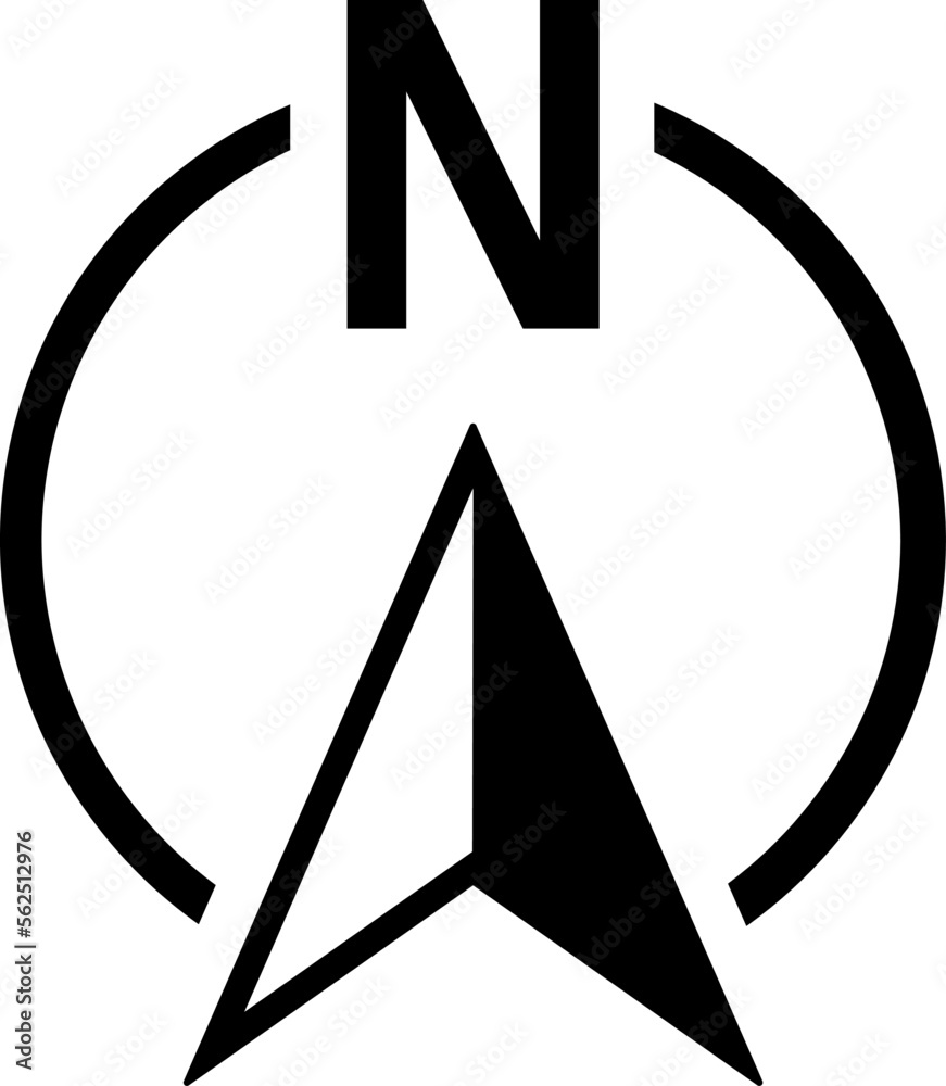 Basic North Arrow Mark Sign Symbol Icon for Map Orientation. Vector ...