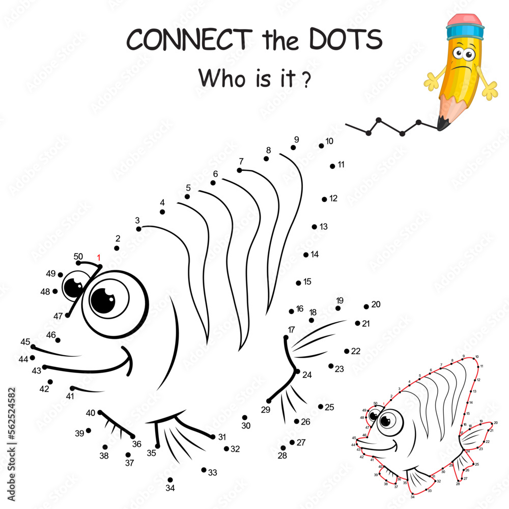 Connect the dots by numbers to draw the Fish. Dot to dot Education Game ...