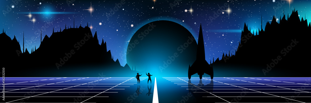 Fantastic world, deep space alien planet vector concept illustration ...