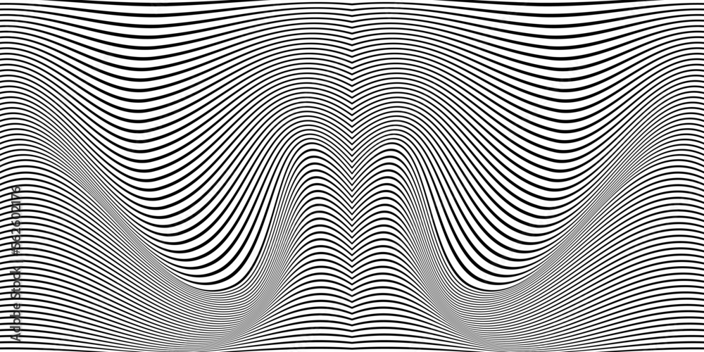Black abstract curvy oblique stripes. Geometric shape. Optical illusion ...