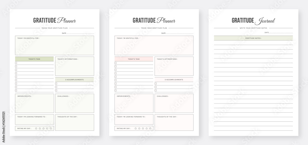 Gratitude Planner Template Design. Simple Gratitude Journal. Daily ...