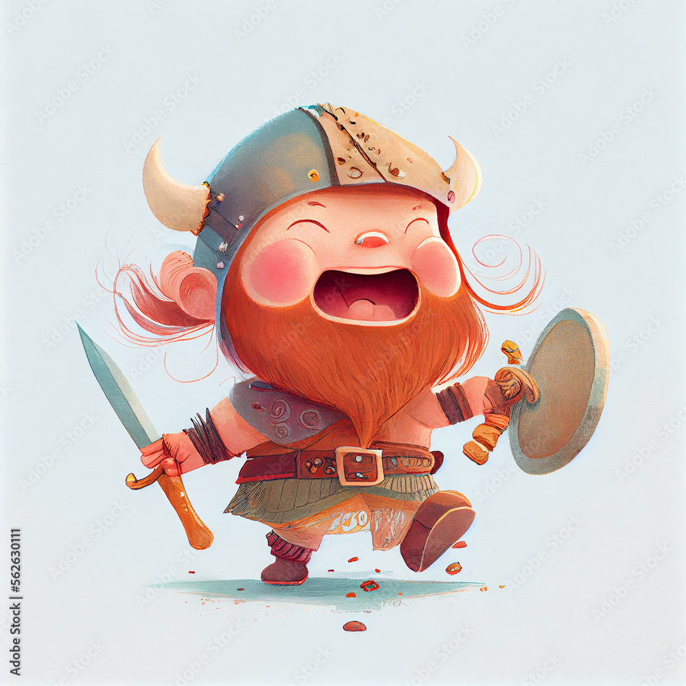 Cartoon. Cute viking smiling. generative ai Stock Illustration | Adobe ...