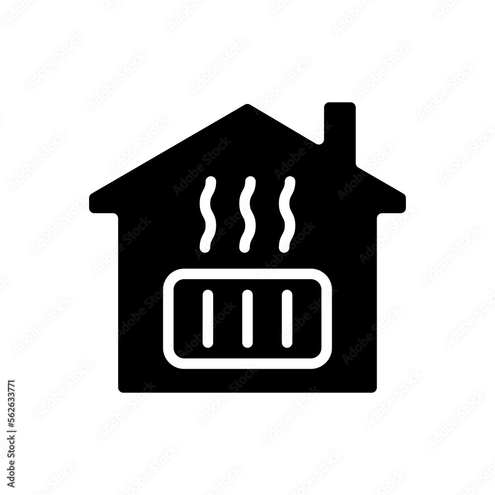 Central heating black glyph icon. Home radiator. Public utility ...