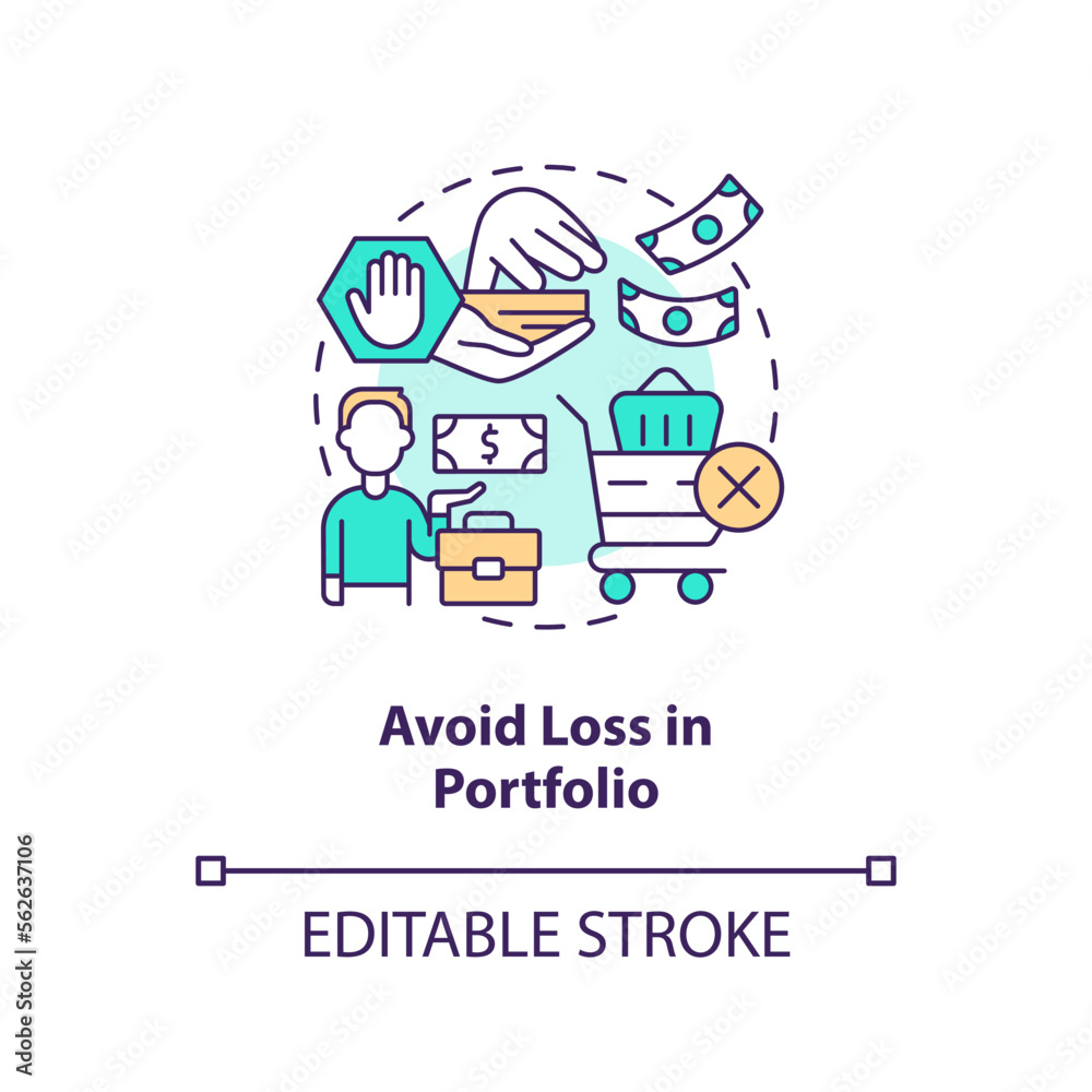 Avoid loss in portfolio concept icon. Prevent failures. Rule of ...