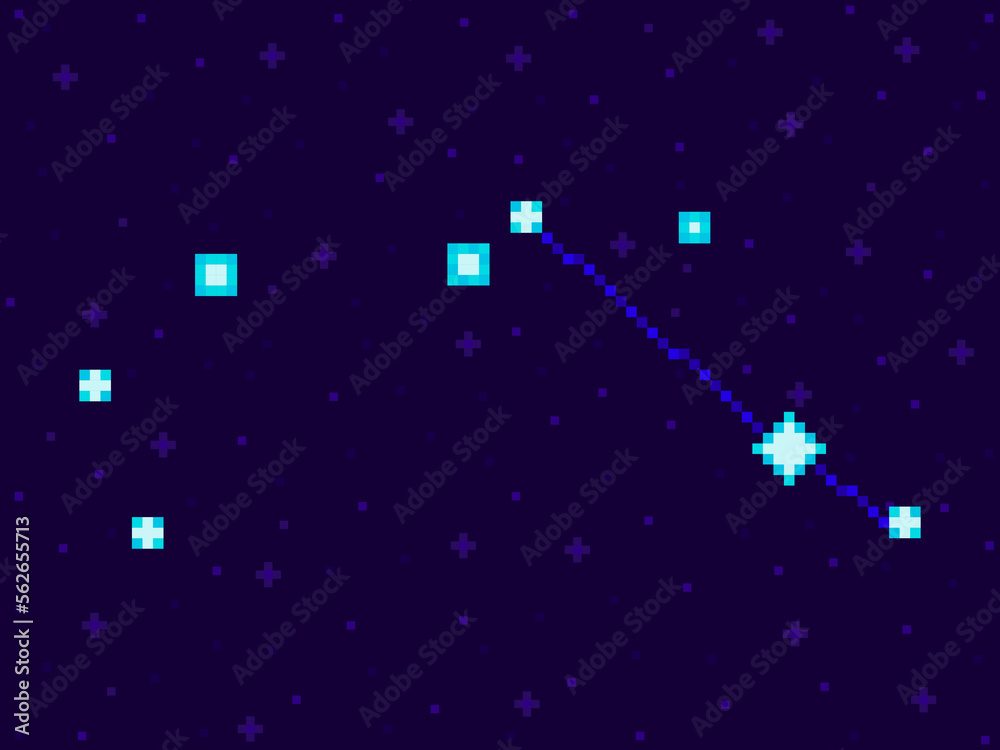 Pyxis constellation in pixel art style. 8-bit stars in the night sky in ...