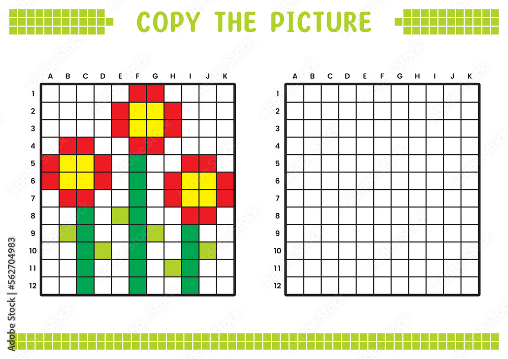 Copy the picture, complete the grid image. Educational worksheets ...