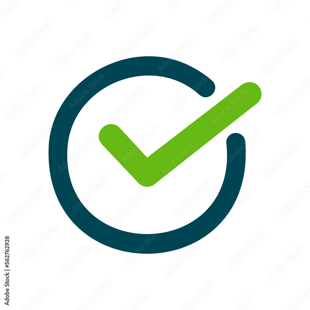 Checkmark and Green check icon. approve or deny line art vector color ...