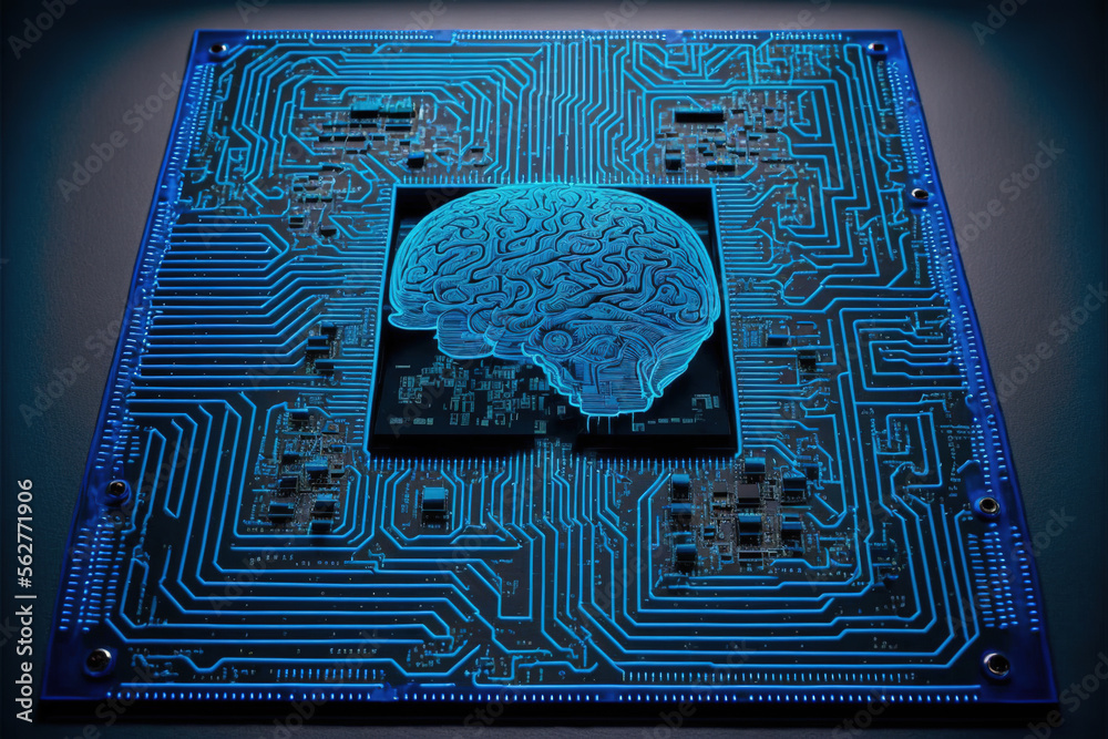 Ilustración de Stock ai artificial intelligence chip processor chips CPU GPU computer brain ...