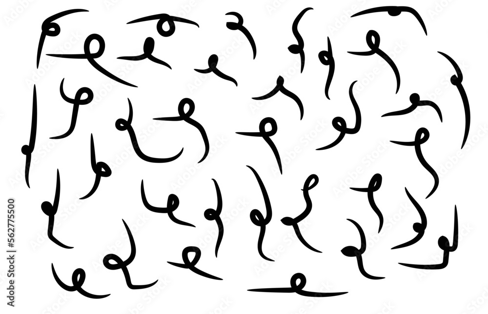 Sketch underline, emphasis, arrow shape set. Hand drawn brush stroke ...