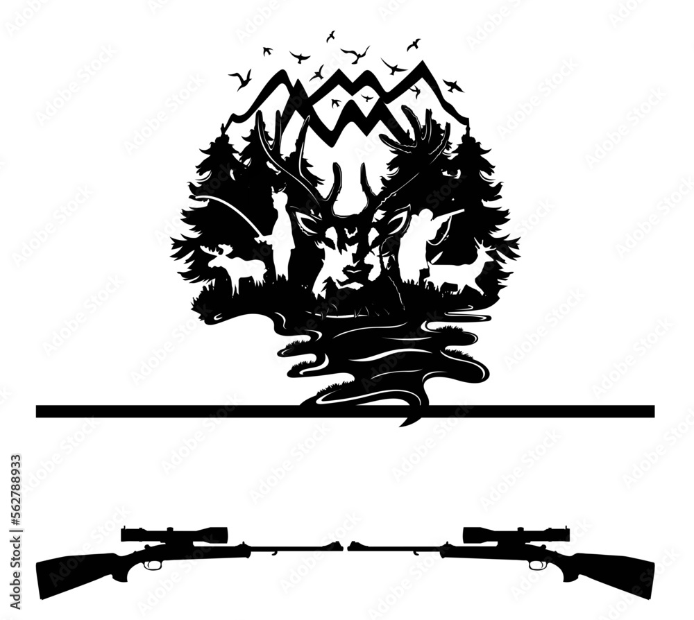 เวกเตอร์ Stock Deer Hunting name frame sign SVG png, hunter svg ...