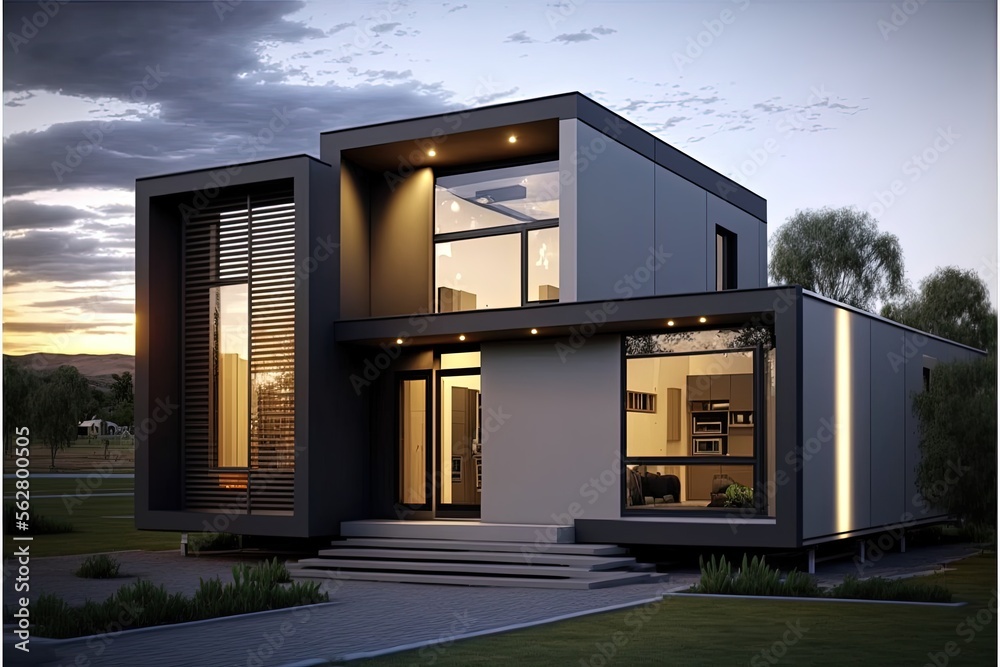 The modular home exterior design of modern architecture. Generative ai ...
