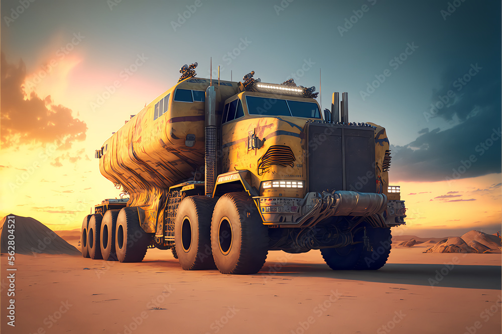 big truck mad max style cinematic lighting generated ai Stock ...