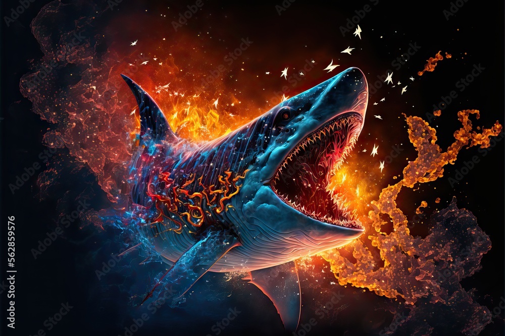 Shark of Fire, Diving in the Sky with High Temperature, Being Like and ...