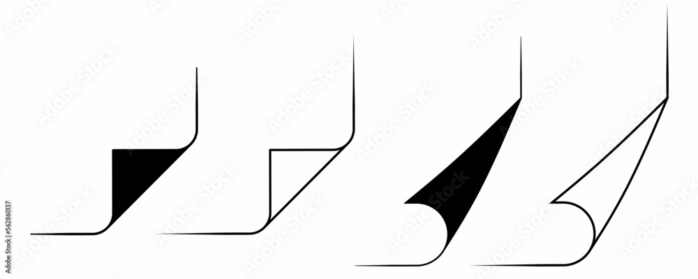 outline silhouette page corner icon set isolated on white background ...