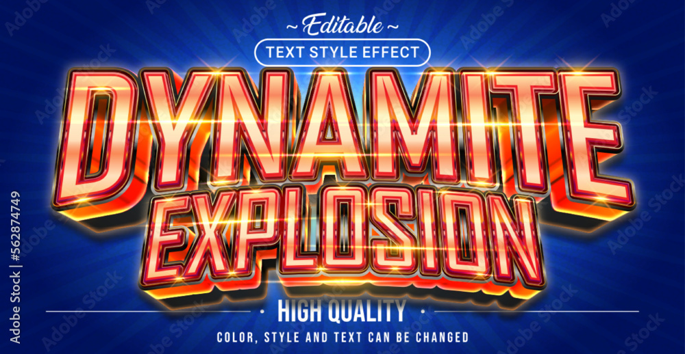 Editable text style effect - Dynamite Explosion text style theme. Stock ...