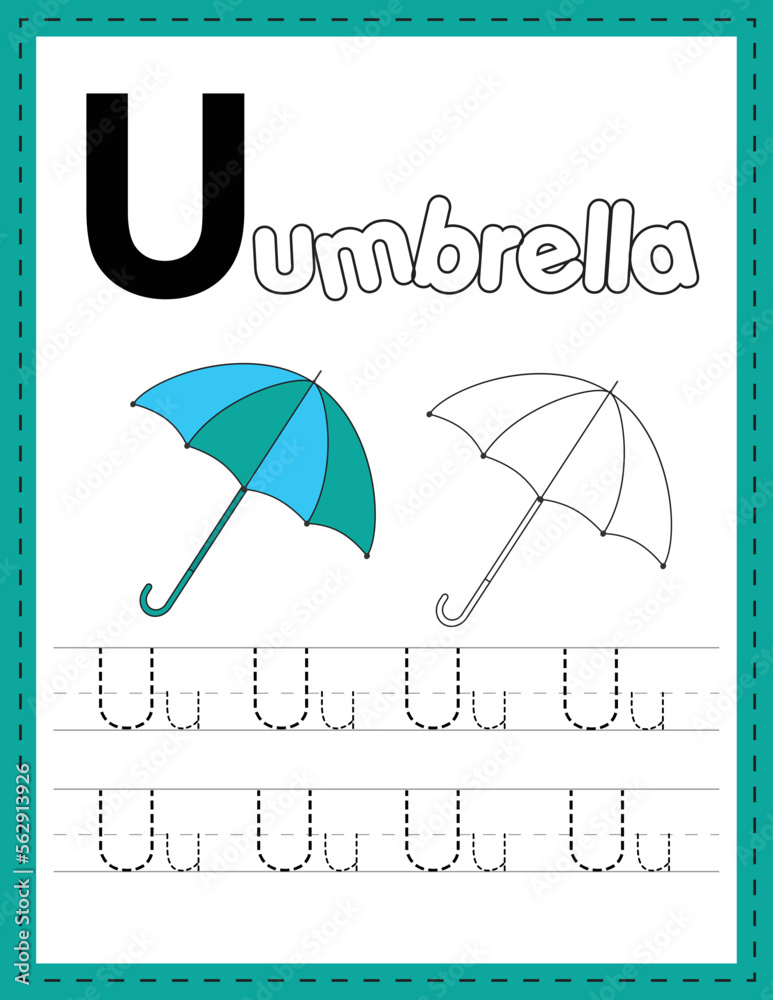 Alphabet handwriting word tracing and coloring worksheets Stock Vector ...