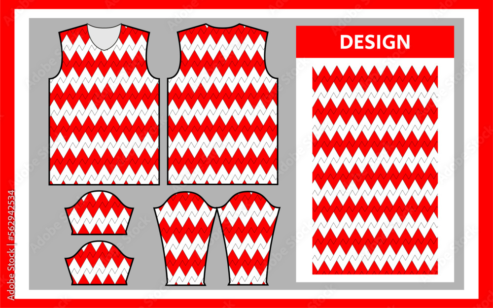 red stripes uniform on the front, back and sleeves. TShirt mock up for ...