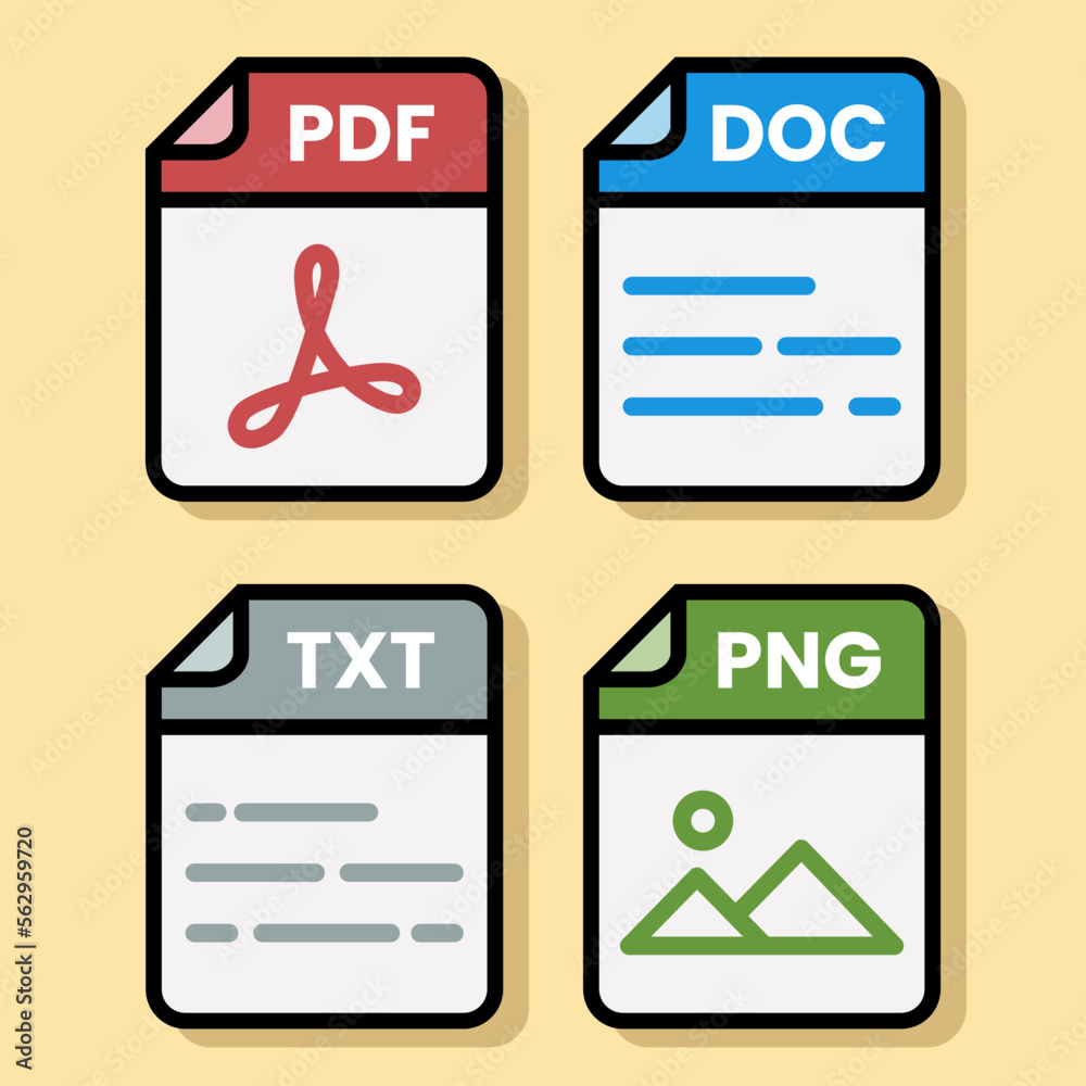 Document file folder download vector color format pdf doc xls jpg zip ...