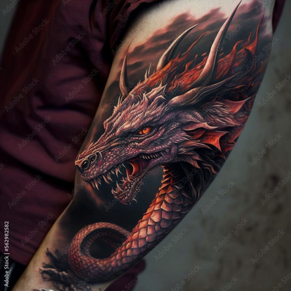 dragon tattoo Stock Illustration | Adobe Stock