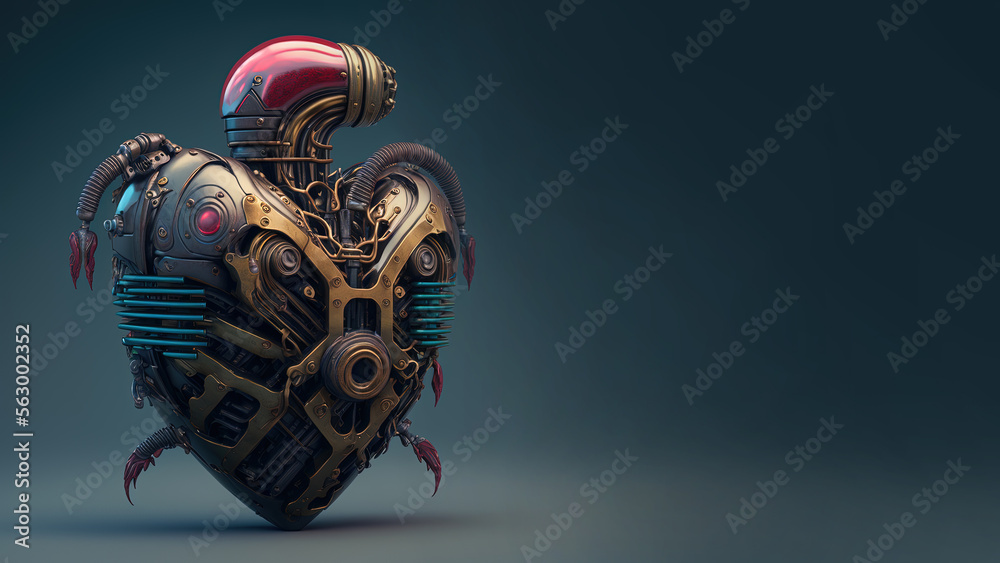 Generative AI, Robot heart in cyberpunk style, futuristic illustration ...
