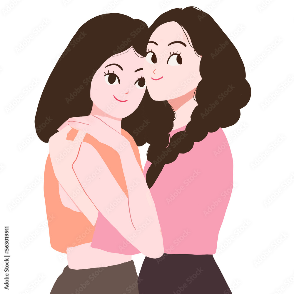 Cute Girl clipart, Best friend clipart, Sister clipart, bestie clipart, Best Friends Portrait ...